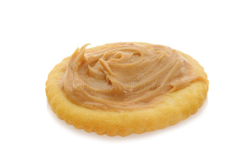Peanut Butter on Round Cracker Stock Photo - Image of crunch, fiber ...