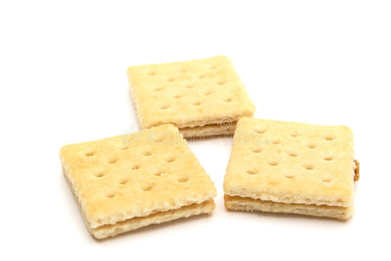 Peanut Butter Sandwich Crackers Isolated on White Stock Photo - Image ...