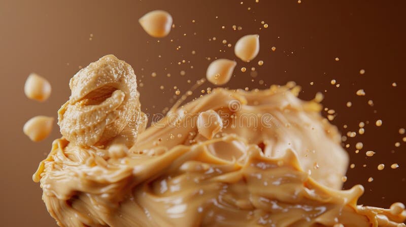Peanut Butter Splash with Flying Nuts Stock Illustration - Illustration ...