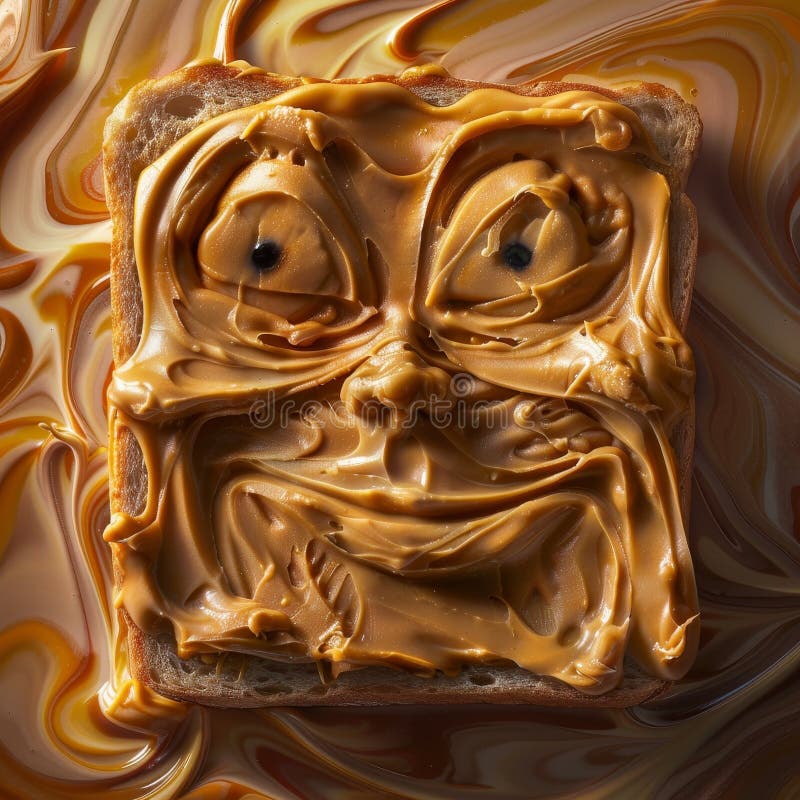 Peanut Butter on Toast with a Funny Face Stock Illustration ...