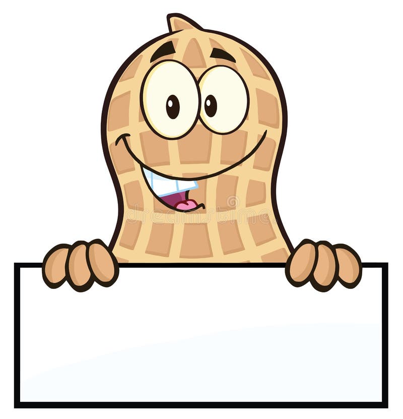 Peanut Cartoon Character Showing a Blank Sign Stock Vector ...