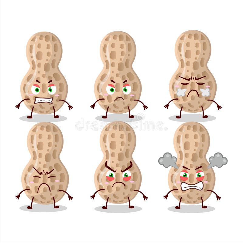 Peanut Cartoon Character With Various Angry Expressions Stock ...