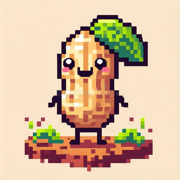 Peanut Character Illustrator Design,pixel Art Stock Illustration ...