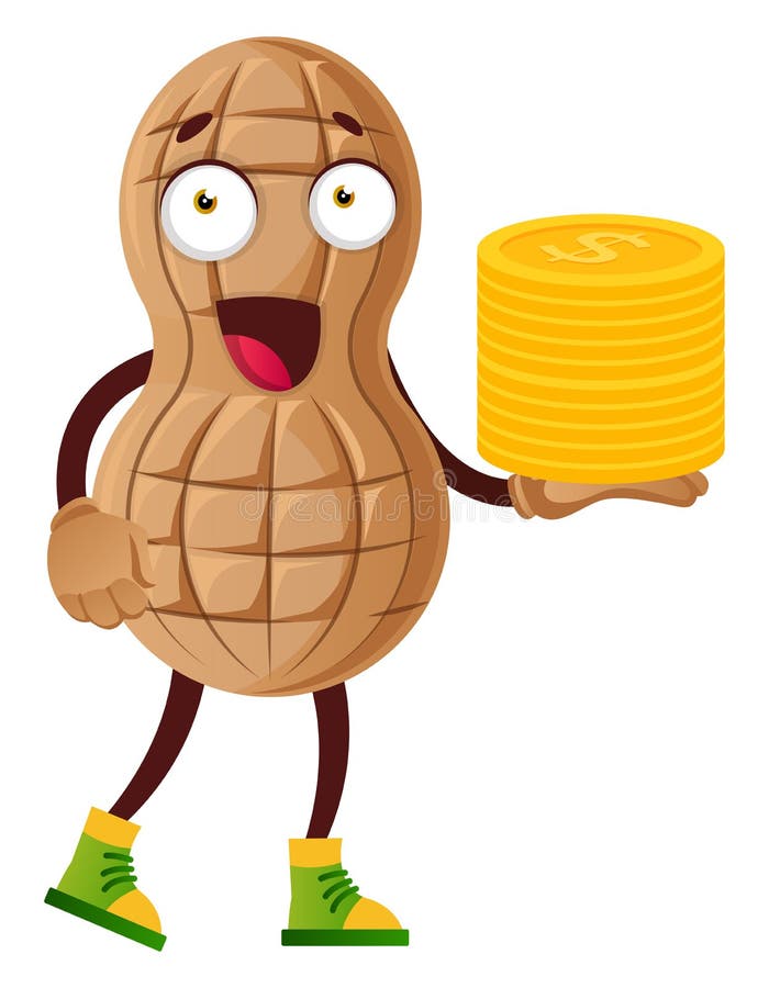 With Money Peanut Character Cartoon Style Stock Vector - Illustration ...