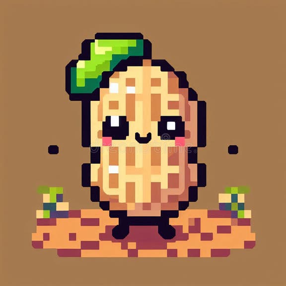 Peanut Illustrator Design with Pixel Art Leaves Stock Illustration ...