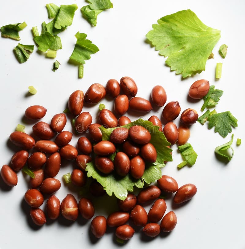 Peanut Kernels Brown Variety Edible White Background Stock Image ...