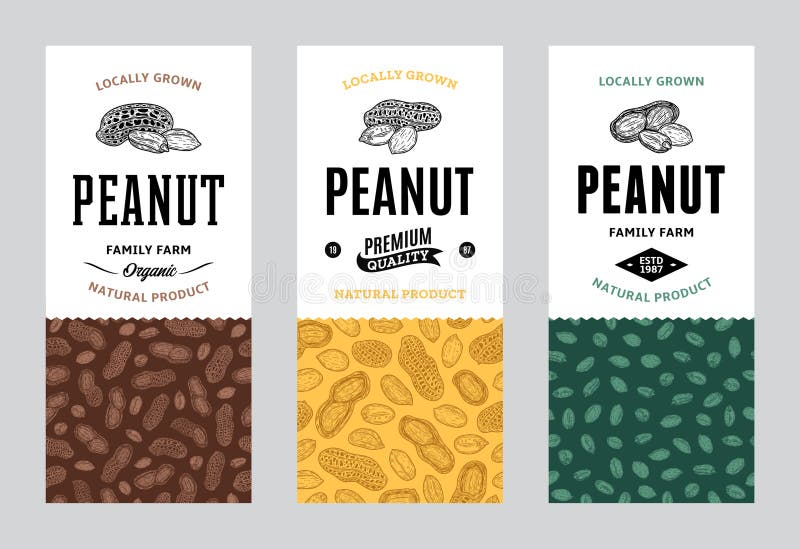 Peanut Labels in Modern Style Stock Vector - Illustration of peanut ...