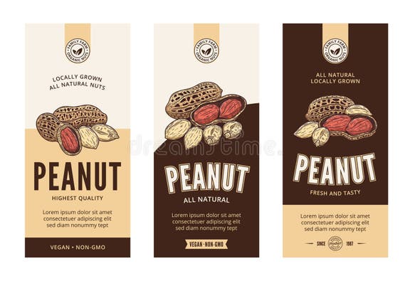Peanut Labels in Modern Style Stock Vector - Illustration of brand ...