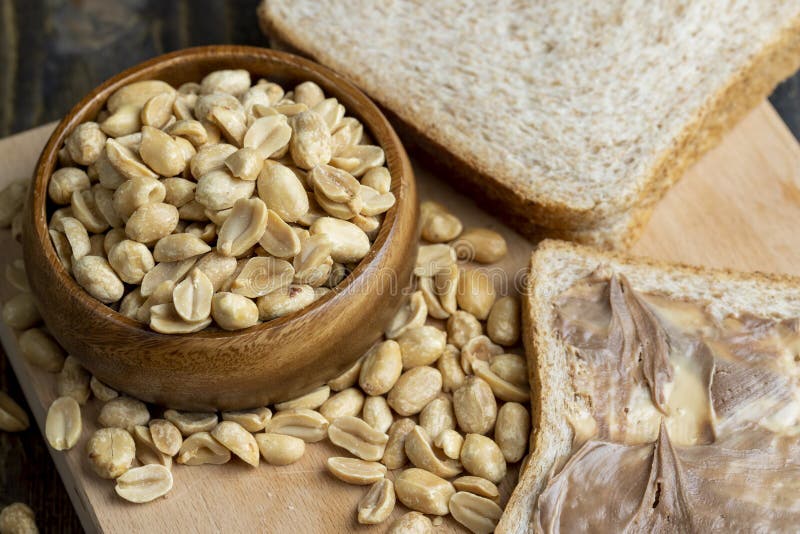 Peanut Paste with Chocolate Paste on White Bread Stock Image - Image of ...