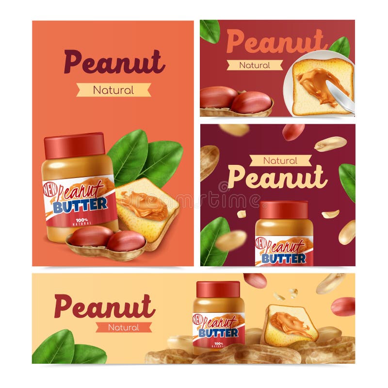 Peanut Realistic Banners Set Stock Vector - Illustration of diet ...