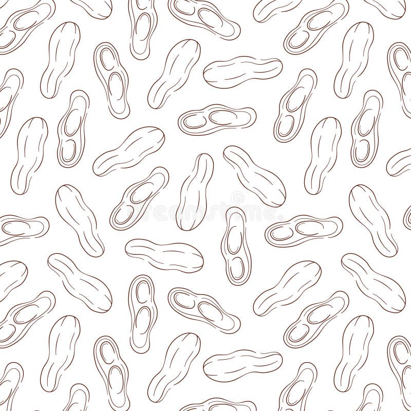 Peanut Seamless Pattern in Line Art Style. Design for Wallpapers ...
