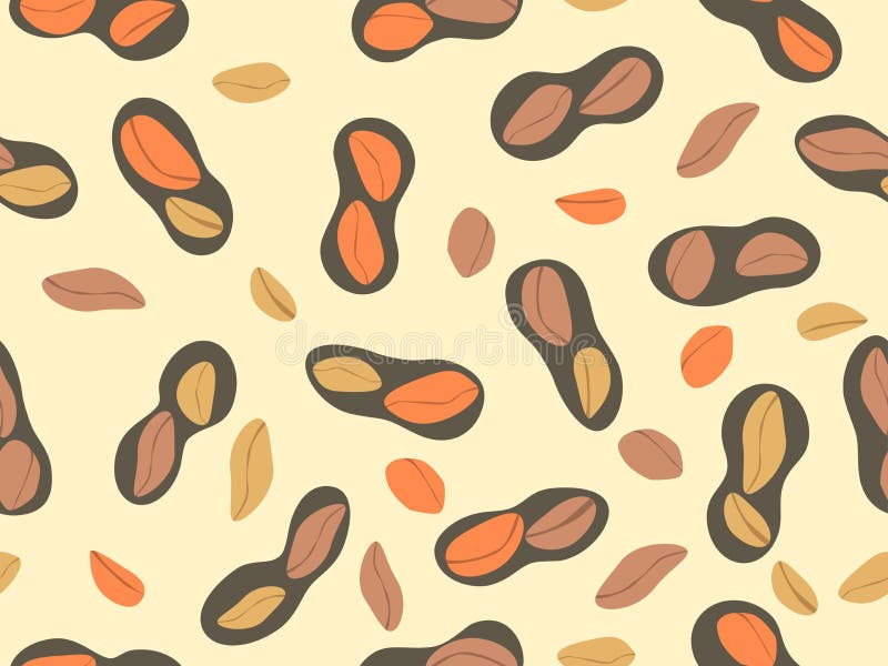 Peanut Set of Seamless Pattern. Roasted Peanuts. Background Design for ...