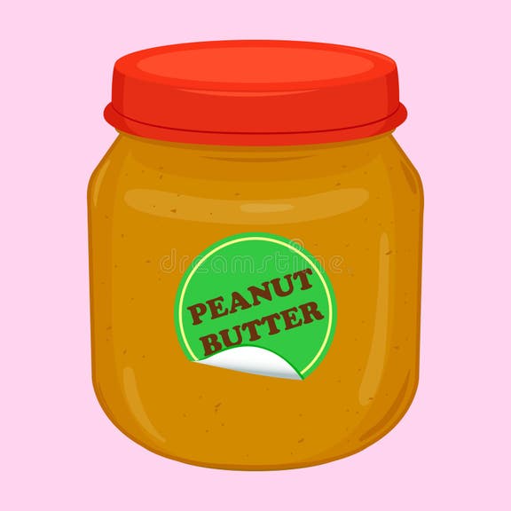 Jar of Peanut Butter with Red Cap and Label Sticker with Peanut Butter ...