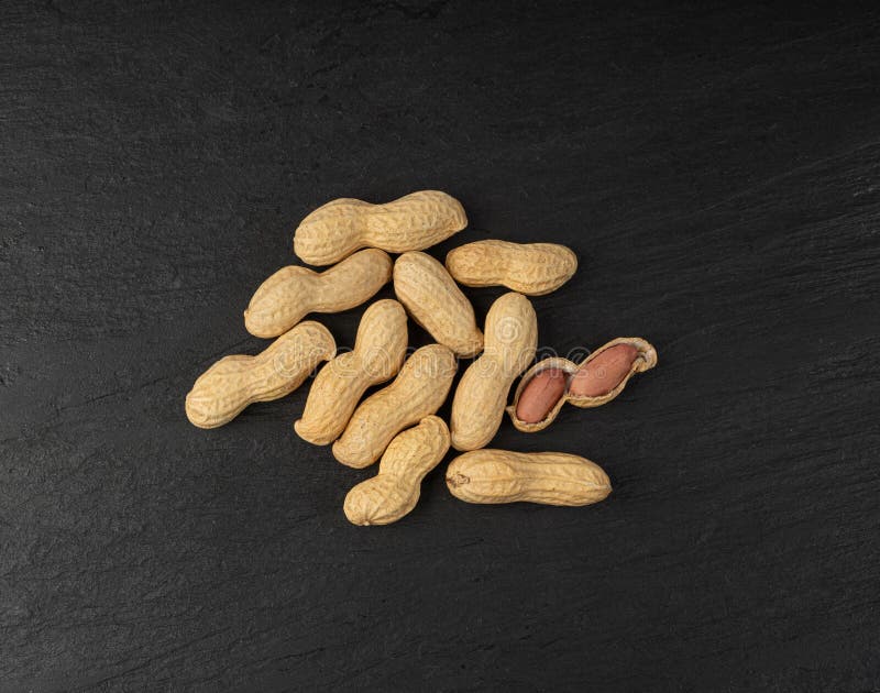Peanuts on Black, Roasted Arachis Nuts Pile, Open Pea Nut, Whole ...