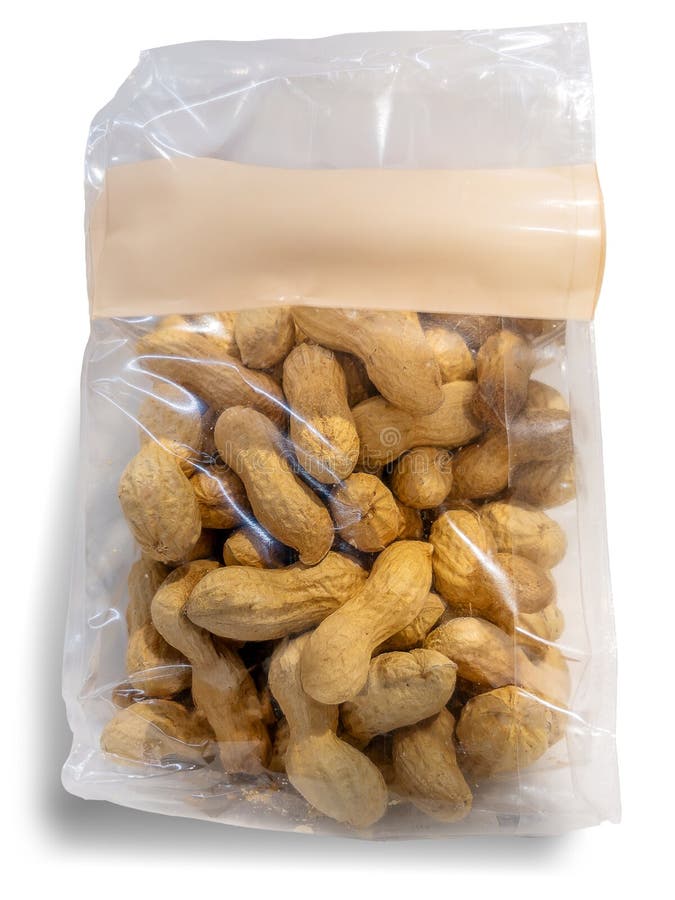 Peanuts in Clear Bag with Empty Labe Stock Image - Image of market ...
