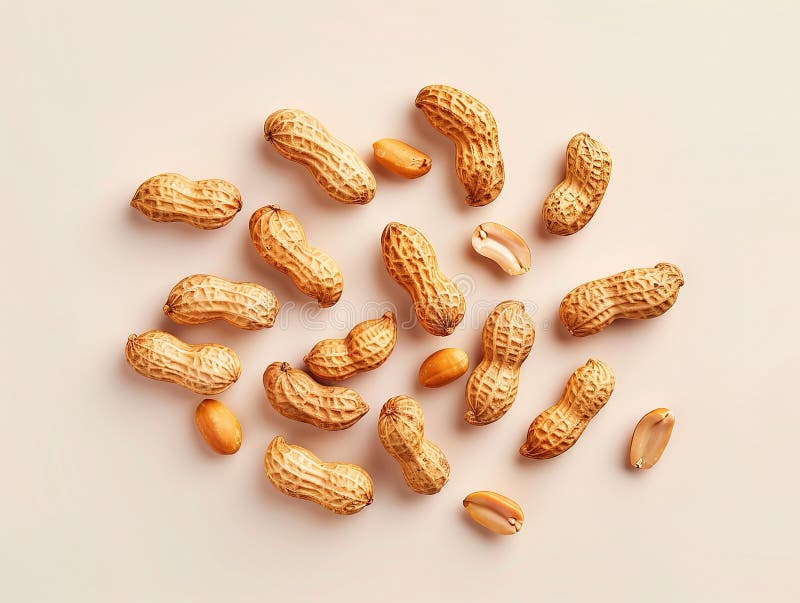 Peanuts, Equally Spaced, on a Light Background, Isometric Angle, Macro ...