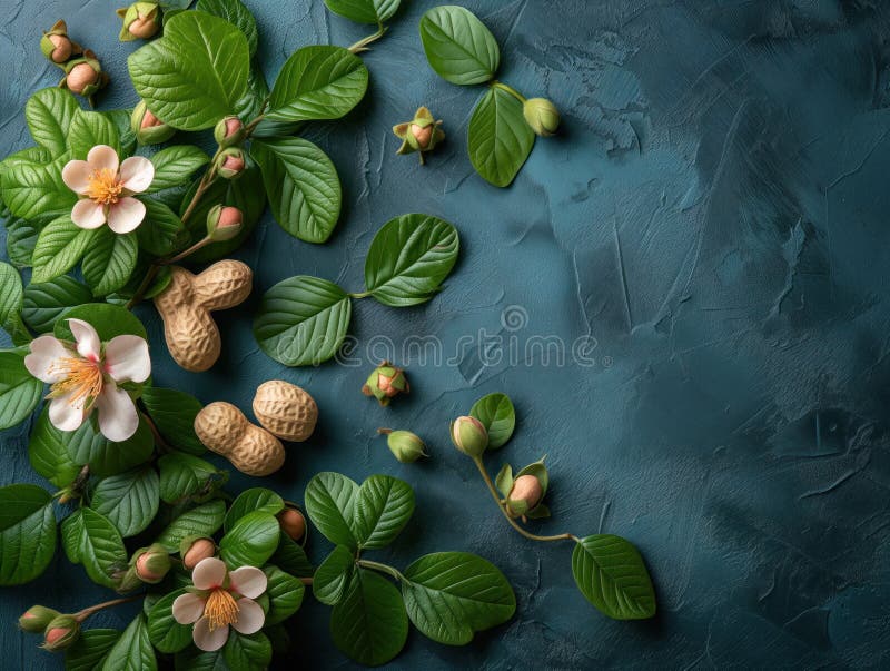 Peanuts with Flowers in Rural Style Stock Illustration - Illustration ...