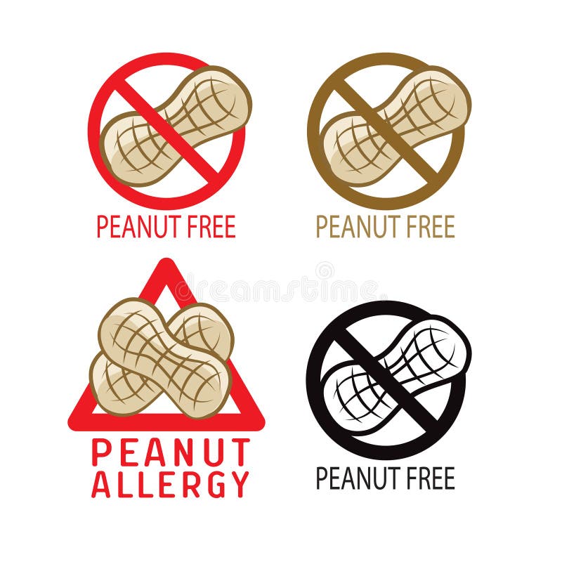 Peanuts Free Symbol Set. I`m Allergic. Vector Illustrations on a White ...