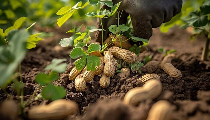 Peanuts are Harvested from the Ground Stock Illustration - Illustration ...