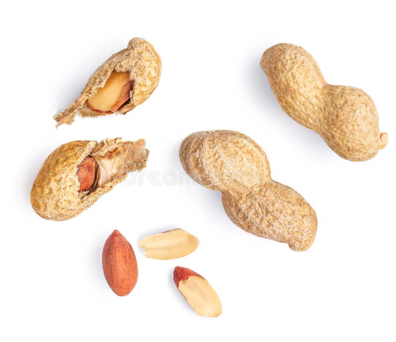 Peanuts Isolated on the White Background. Dried Crushed Roasted Nuts ...
