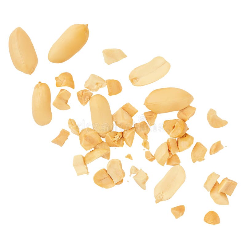 Peanuts Levitating in Air on White Background. Isolated Falling Crushed ...