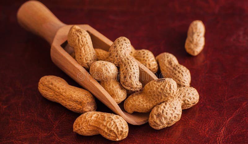 Peanuts in Nutshell on a Piece of Wood Stock Image - Image of healthy ...
