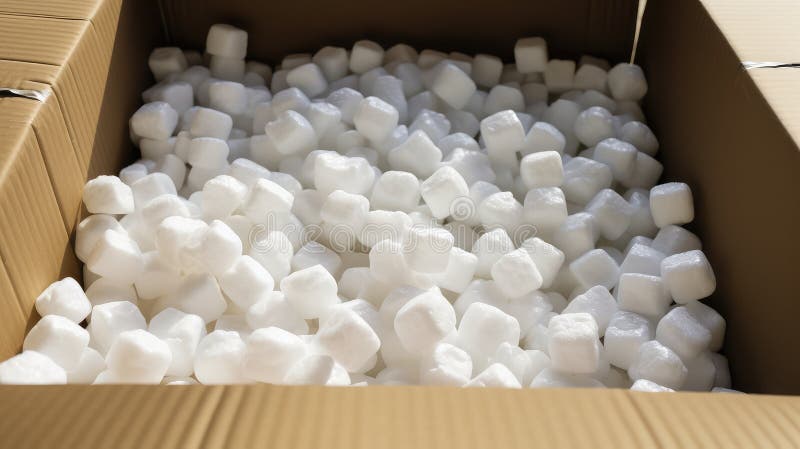 Peanuts open cardboard box stock illustration. Illustration of wrap ...