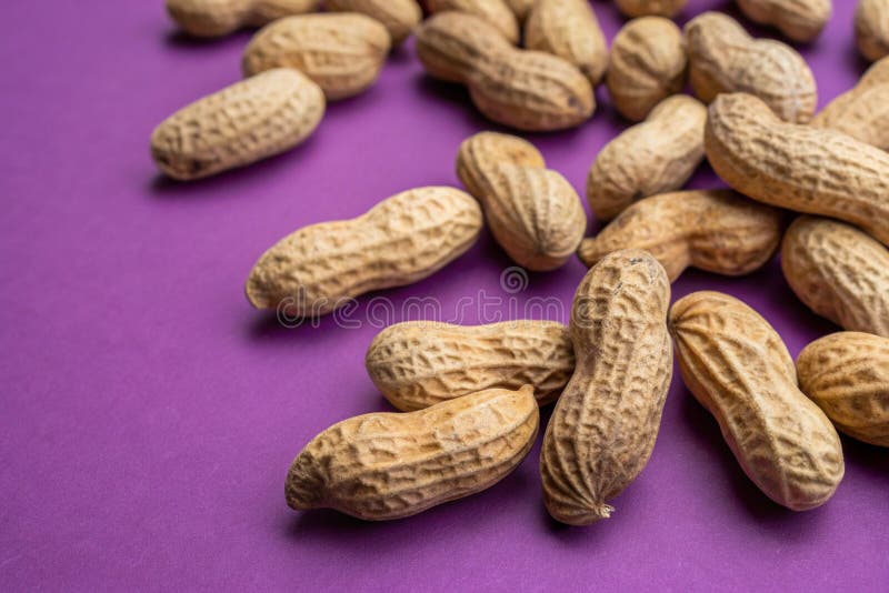 Peanuts on Purple Background Stock Image - Image of background ...