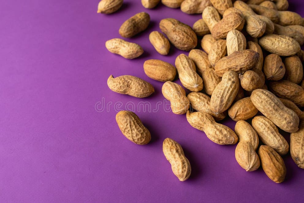 Peanuts on Purple Background Stock Photo - Image of snack, purple ...