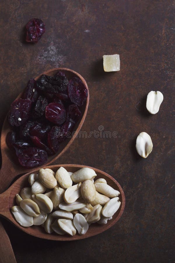 Peanuts, Raisins and Candied Fruits - Healthy Breakfast Stock Photo ...