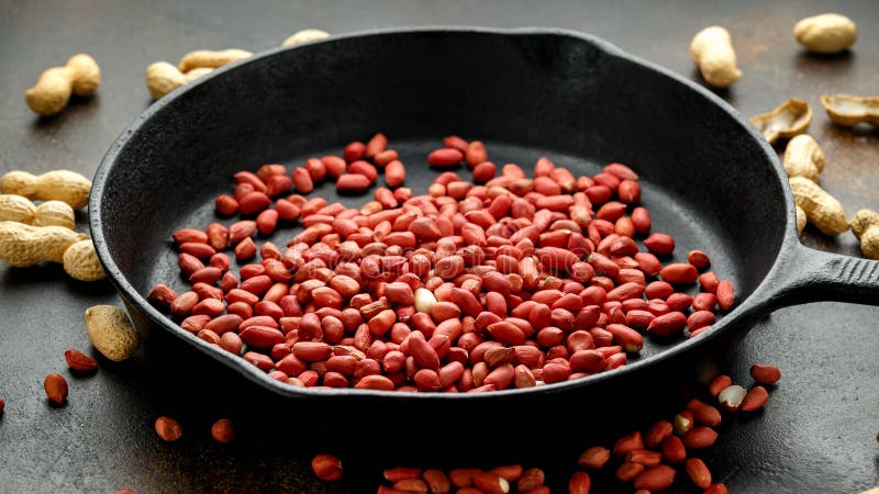 Peanuts Ready for Roast in Cast Iron Pan Stock Photo - Image of object ...