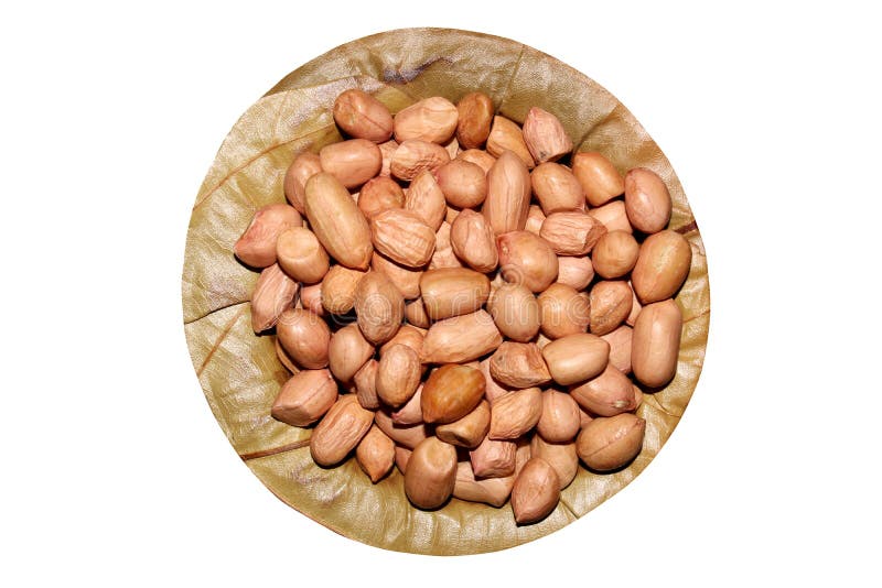 Peanuts on a Sal Tree Leaf Plate Stock Photo - Image of robusta, sakhua ...