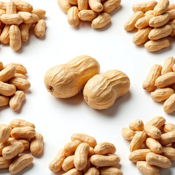 Peanuts Set Isolated on White Background. Shelled Salted Peanut Kernels ...