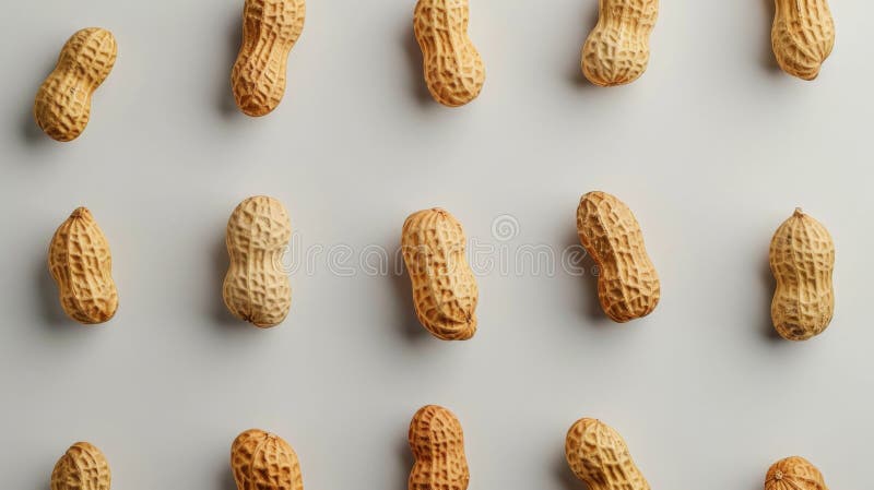 Peanuts in Shell Arranged in Pattern on White Background, Overhead View ...