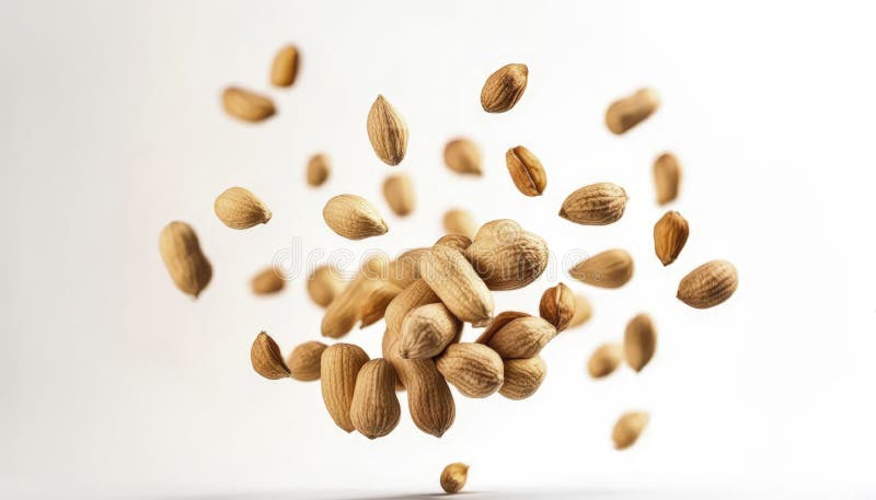 Peanuts in a Shell Fall in Pile on Light Gray Background. Creative ...