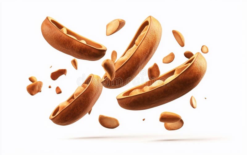 Peanuts in Shell Floating Generative AI Stock Illustration ...