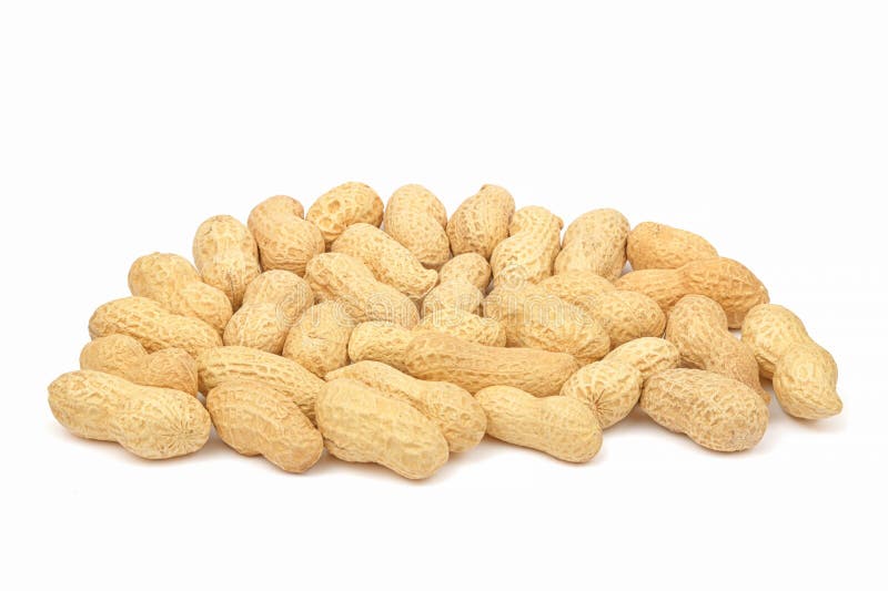 Peanut Nuts Isolated on White Background. Pile of Peanut Closeup ...