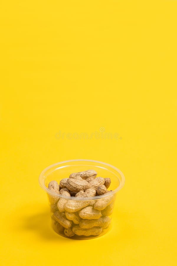 Peanuts in Shell on Yellow Background, Healthy Food Stock Image - Image ...