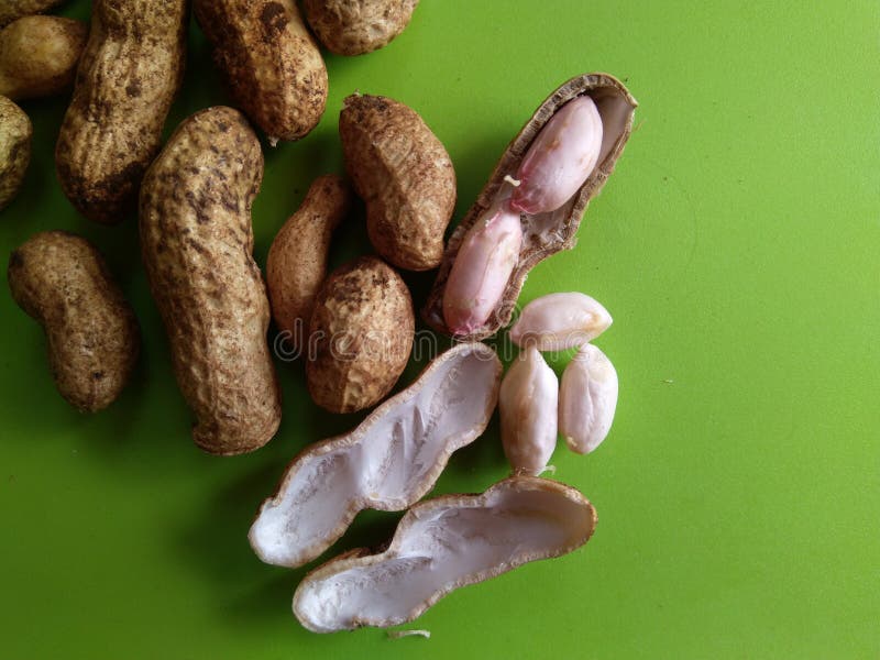 Peanuts Stack in Husk One Broken. Stock Photo - Image of goober ...