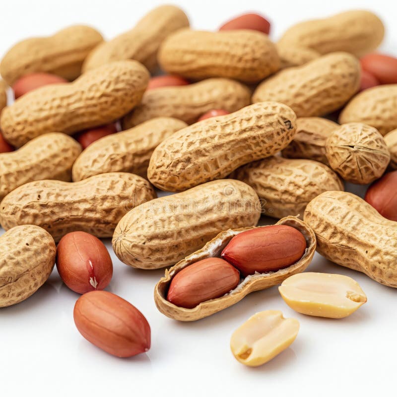Peanuts on a White Background Close-up. Horizontal Photo. Stock ...
