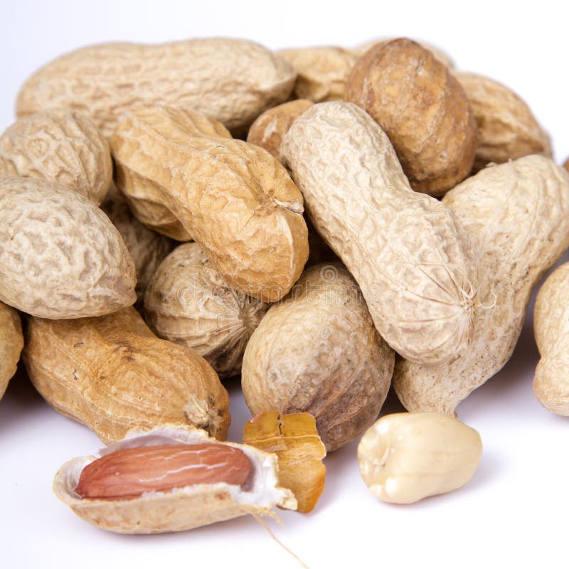 Peanuts on a White Background Stock Photo - Image of vegetarian ...