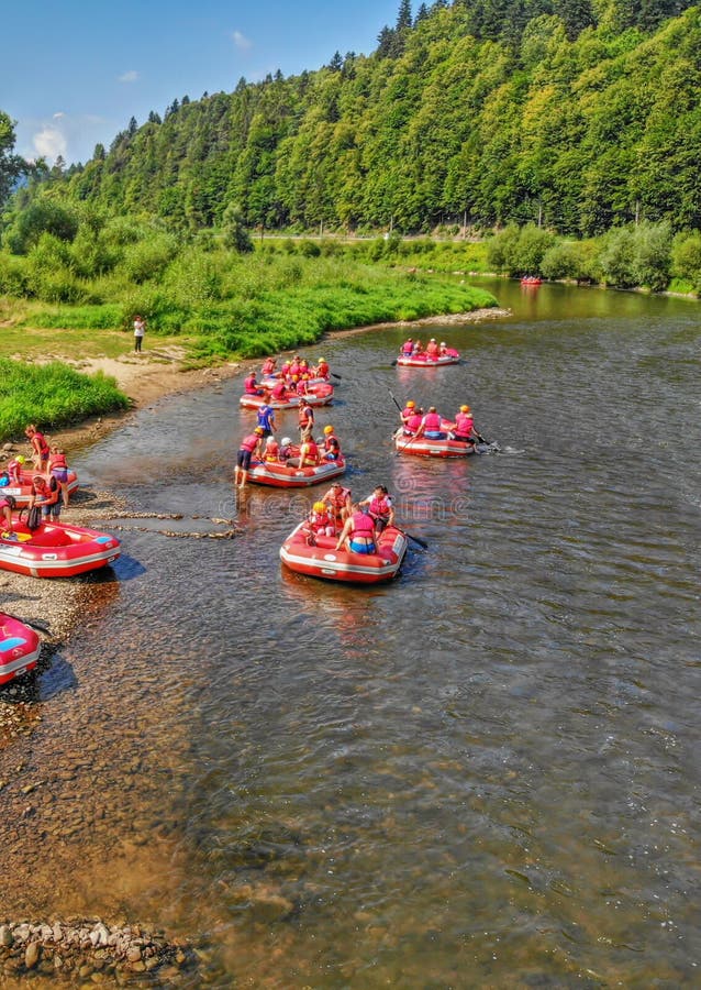 Peapole Rafting on Pontoons River Muszyna Editorial Stock Photo - Image ...