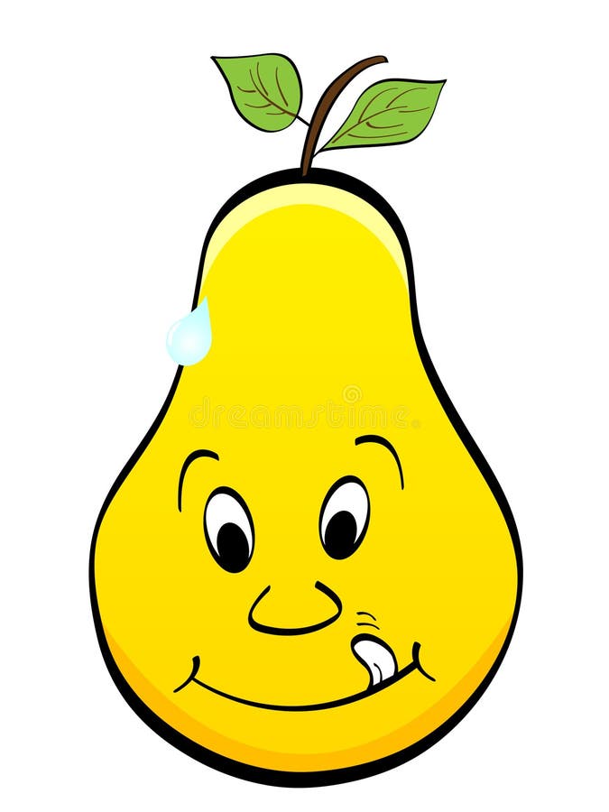 Cheerful Yellow Pear Cartoon Stock Illustration - Illustration of ...