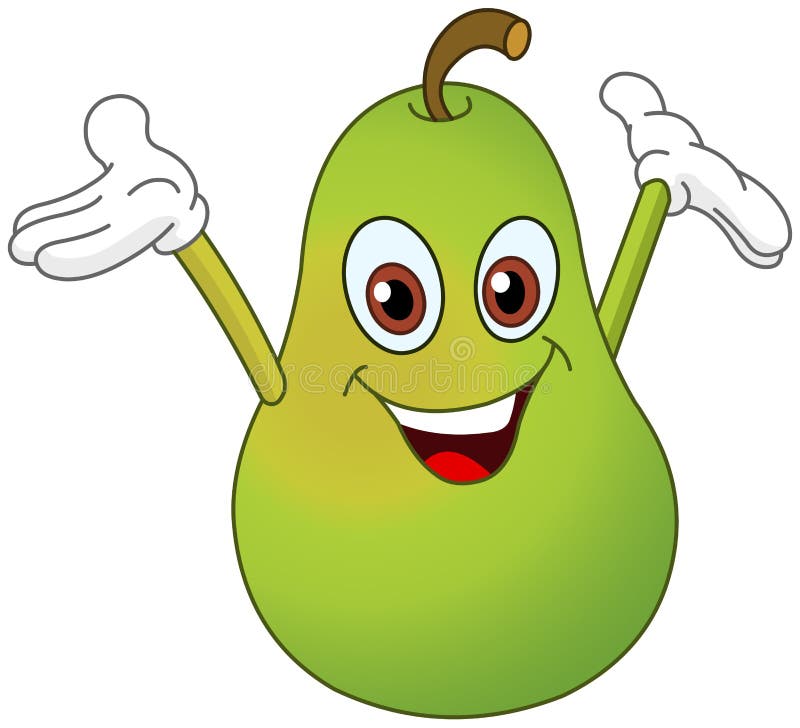 Cheerful Yellow Pear Cartoon Stock Illustration - Illustration of ...