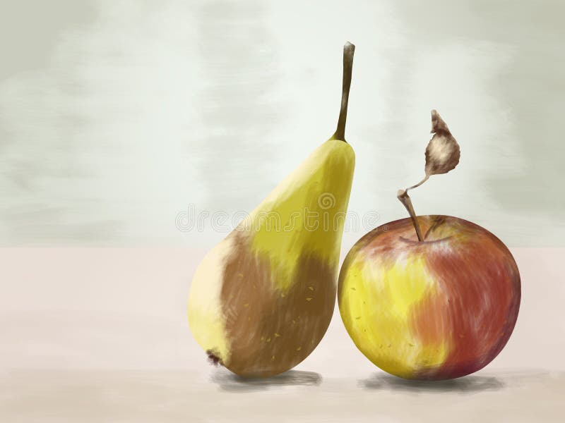 Pear and apple drawing stock illustration. Illustration of green - 27838279