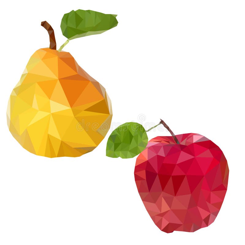 Pear Polygonal Icon and Grunge 100 Percents Fruit Content Simple ...