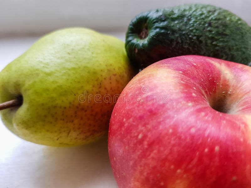 Pear, Avocado and Apple Closeup Stock Image - Image of ingredient ...