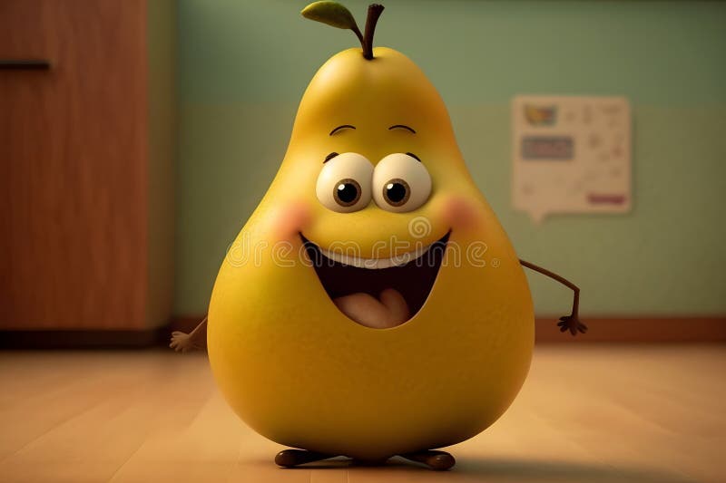 Pear cartoon character. stock illustration. Illustration of flower ...