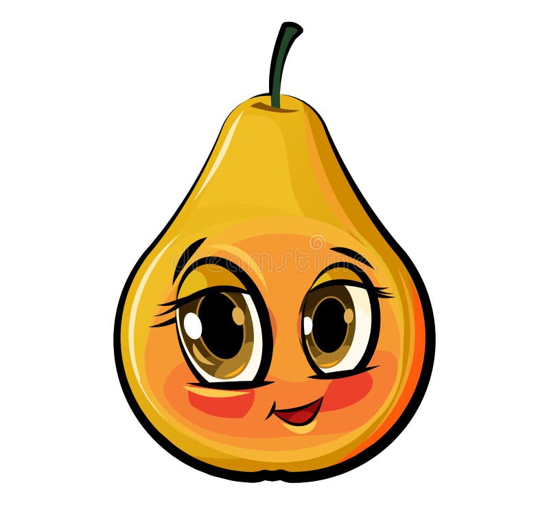 Pear Cartoon. Comical Face. Vector Illustration. Fruit with Eyes Stock ...
