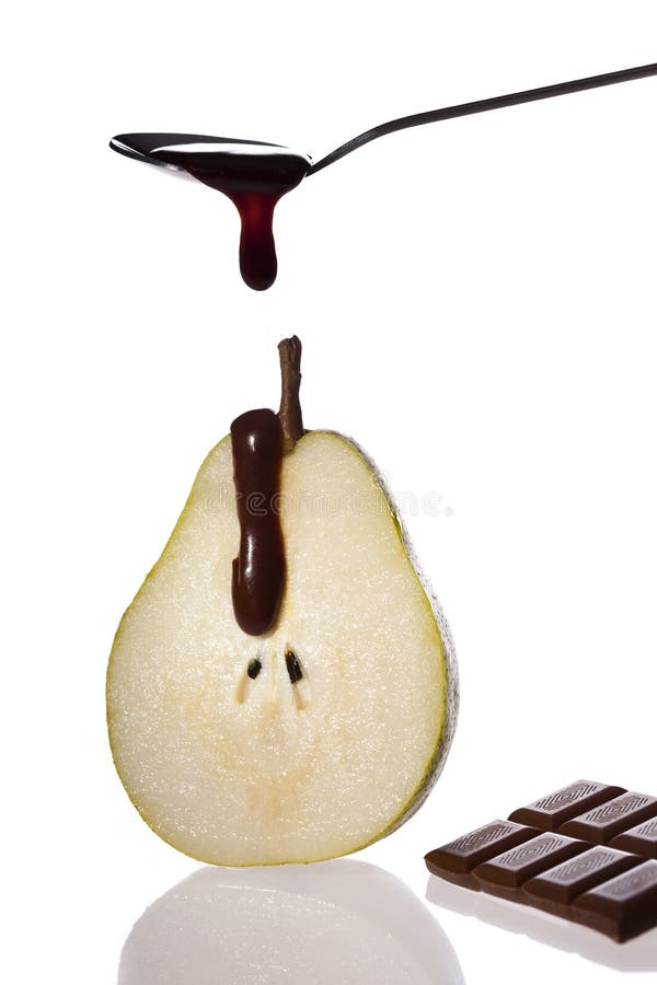 Pear and chocolate stock image. Image of slice, reflection - 29403087